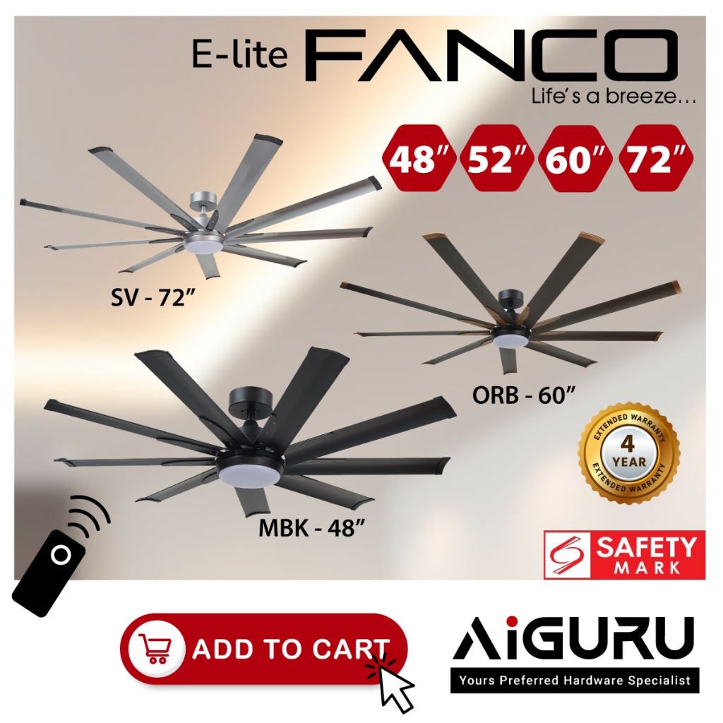 FANCO E-LITE DC Ceiling Fan | 3-Tone LED Light + Remote Control ...