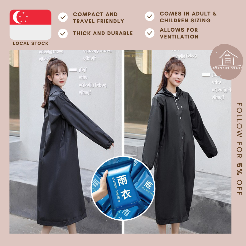 [SG STOCKS] Disposable EVA Raincoat/ Adult & Children Raincoat/ Thick ...