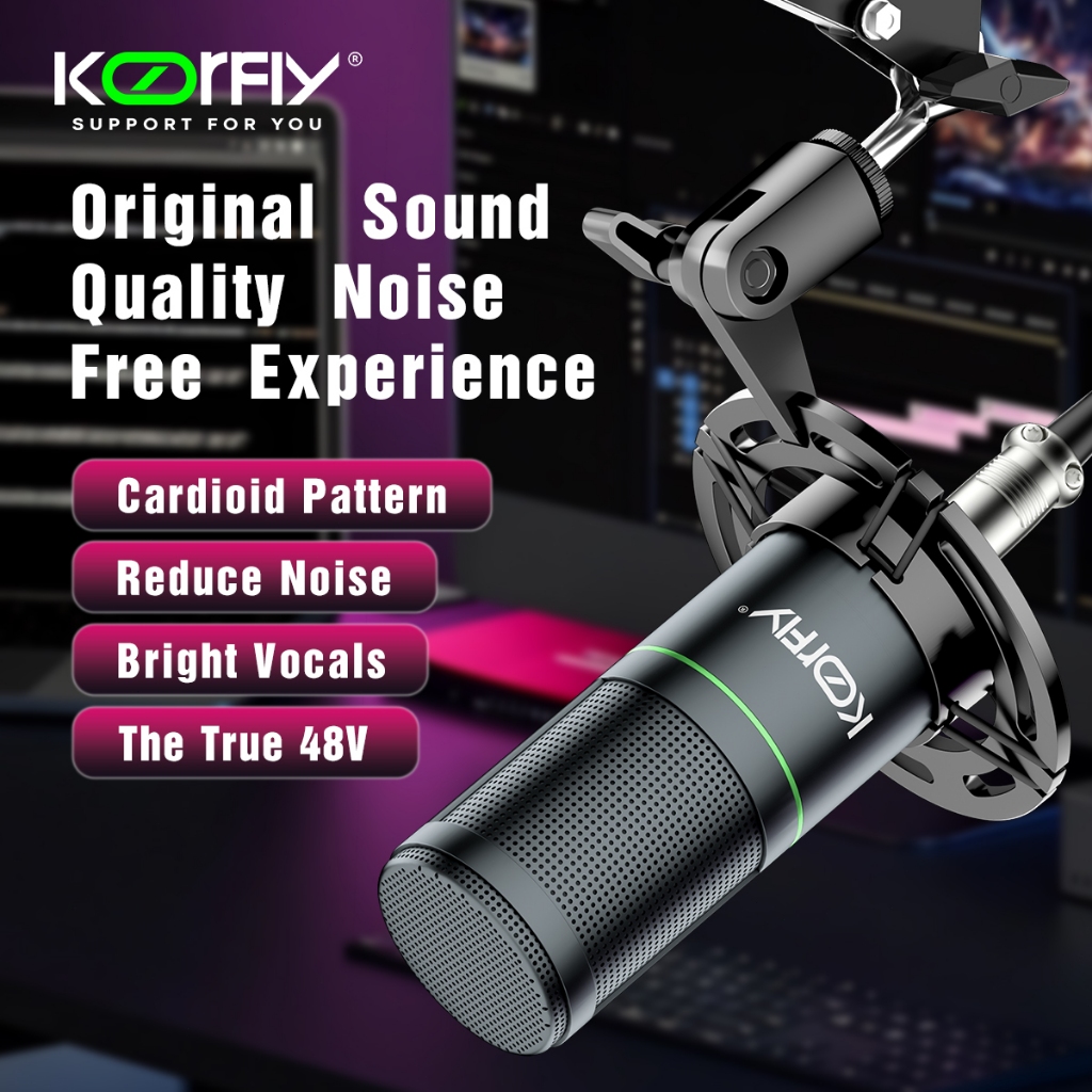 Koorfly 48V Microphone ZX320 Condenser Microphone For Sound Card Live Recording Live Show ...