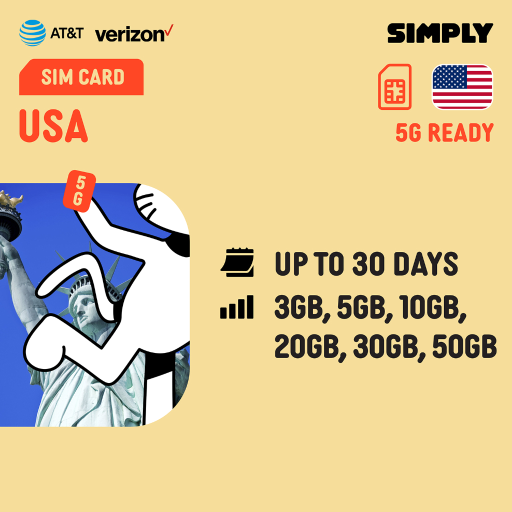 SIMPLY USA | 5-30 Days | Total: 3GB - 50GB + Unlimited Data SIM Card ...