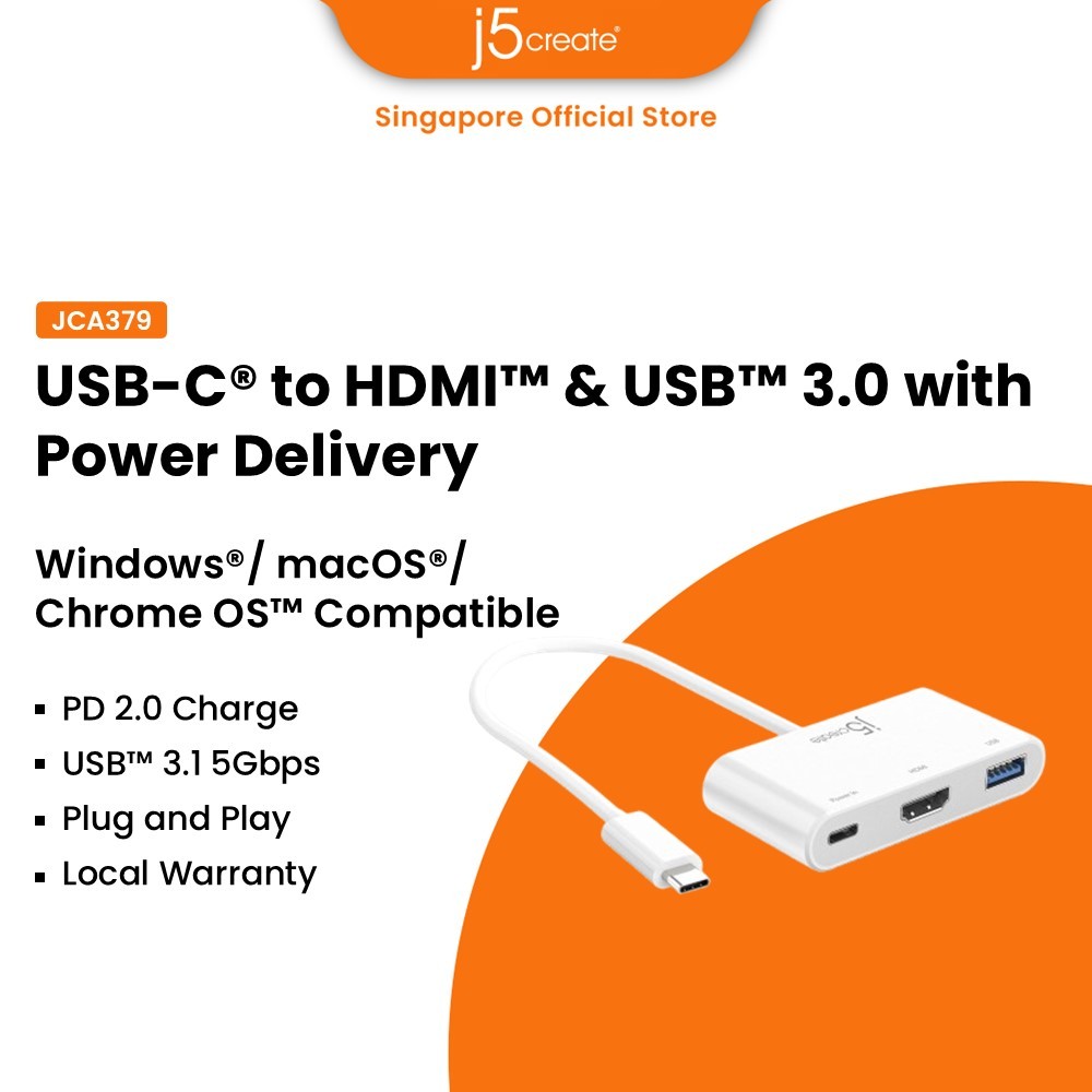J5CREATE JCA379 USB Type-C HDMI & USB 3.0 with Power Delivery | Shopee ...
