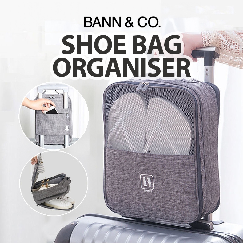 Shoe Bag Organiser (3 Compartments) w/ Luggage Slot for Sports, Gym ...