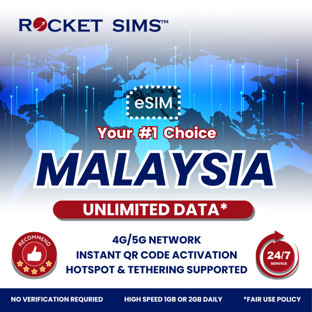 Malaysia eSIM Rocket 1-2GB High Speed Daily Unlimited Data | Email Delivery | Tethering & 24H ...
