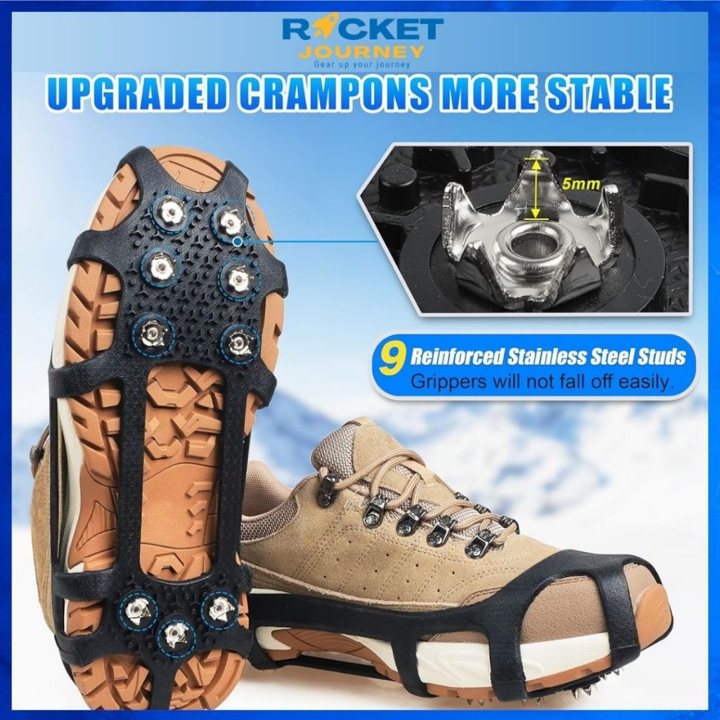 Ice Grippers For Shoes and Boots Snow Walk Traction Cleats Crampons Non ...