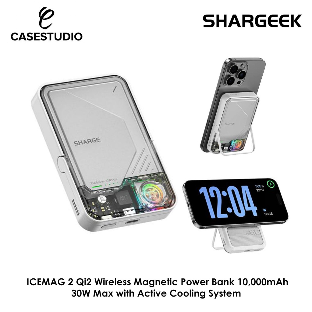 Sharge (Shargeek) ICEMAG 2 Qi2 Wireless Magnetic Power Bank 10,000mAh 30W Max with Active ...