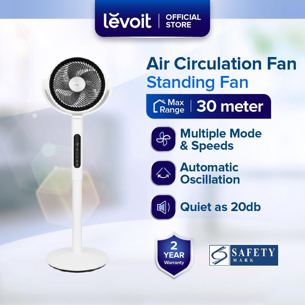 Levoit Circulator Air Standing Fan | 7.5m/s Speed | 20dB Low Noise ...