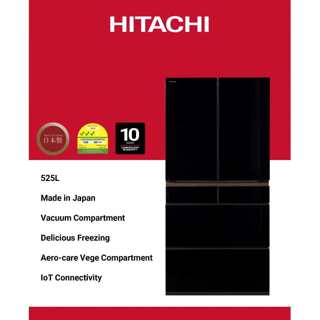 Hitachi Made in Japan Multi Door 525L R-GWC670TS | Shopee Singapore