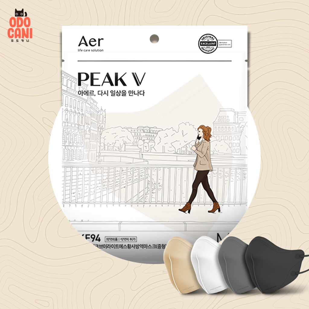 [10pcs] Aer PEAK V Lite KF94 Mask Korea ( color mask / black mask / 2d ...