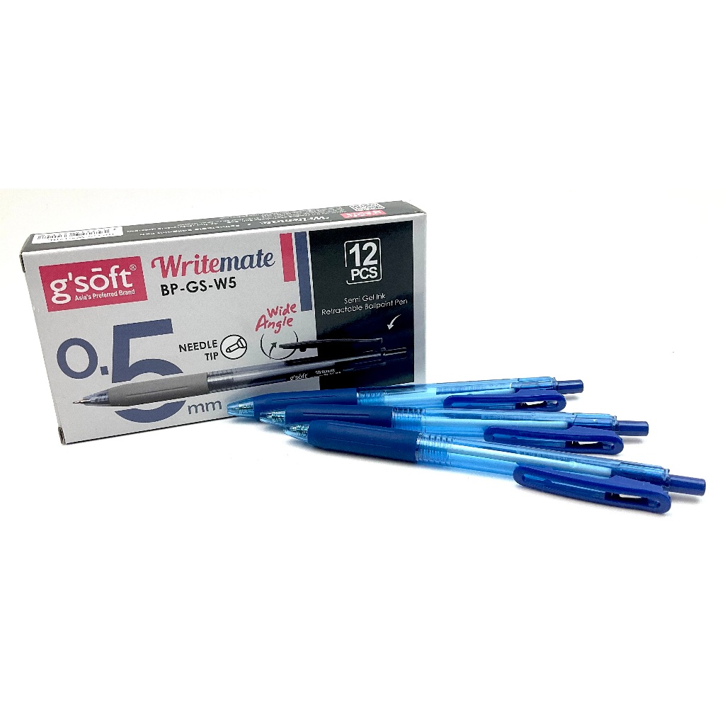 GSoft Writemate BP-GS-W5 | 1 BOX = 12 PCS | BLUE INK | BALLPOINT PEN ...