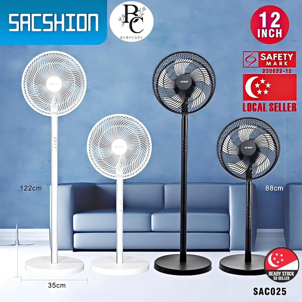 Sacshion 12" 5 Blades 3 Speeds high velocity 12 inch Stand Fan SAC025 ...