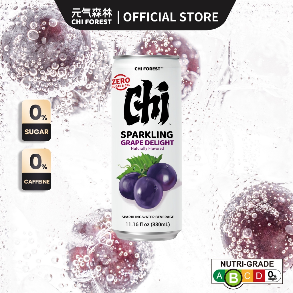 Chi Forest (Genki Forest) 元气森林 Sparkling Water Sugar Free Drinks Grape ...