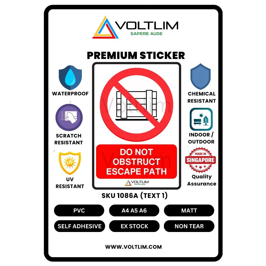 Do Not Obstruct Escape Path Prohibition Symbol Stop Sign Label Sticker ...