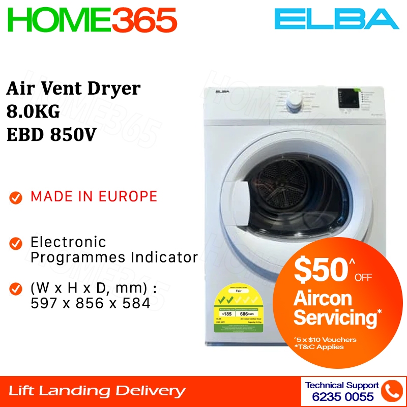 Elba Air Vent Dryer 8.0KG EBD 850V | Shopee Singapore