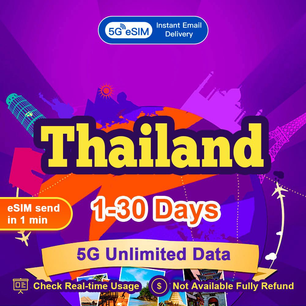 Thailand eSIM 5G High Speed 1-30Days Unlimited Data Thailand AIS eSIM ...