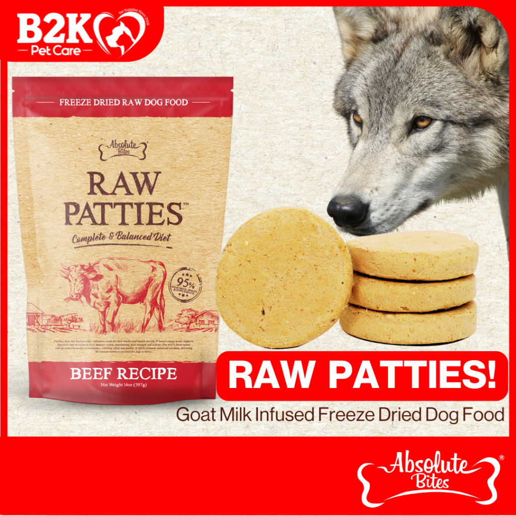 Absolute Bites Freeze Dried Raw Patties Dog Food (14oz x 1 bag ...