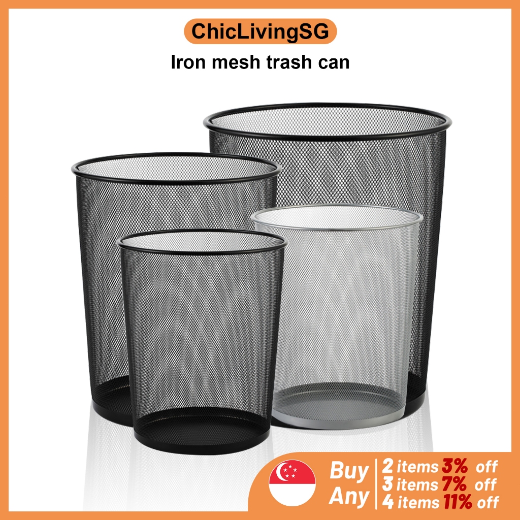 【SG】ISIYINER Round Metal Bin / Office Trash Bin / Household Trash Can ...