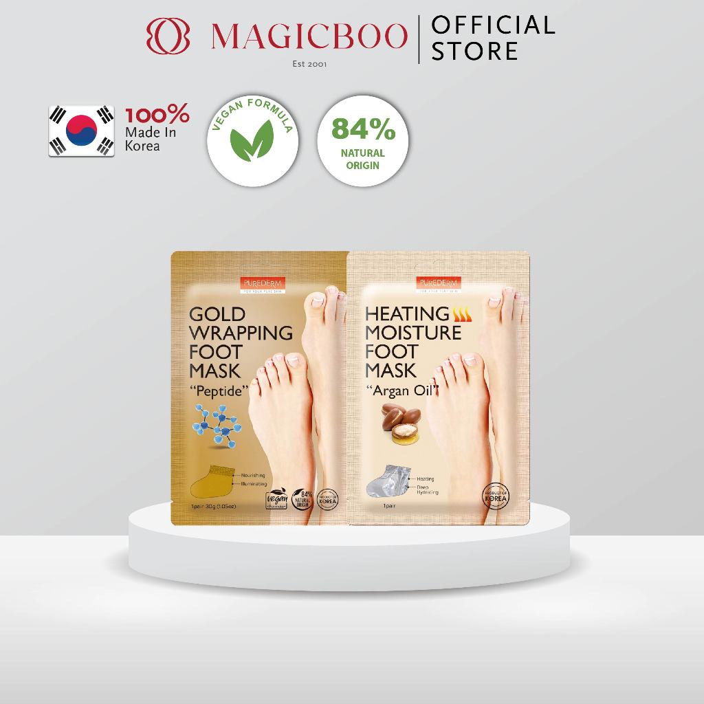 Magicboo Purederm Gold Wrapping/Heating Moisture Foot Mask Peptide ...