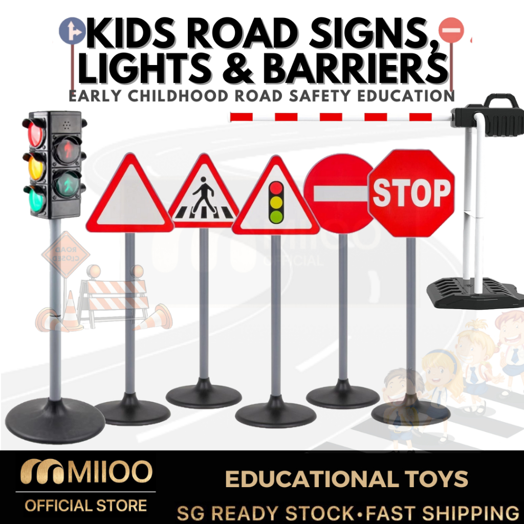 Kids Traffic Signs Toys Stimulated Traffic Light Zebra Crossing Parking ...
