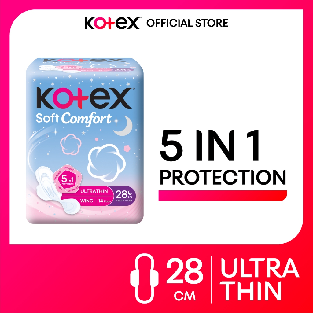 Kotex Soft Comfort Ultrathin Wing Sanitary Pads Heavy, 28cm (14s ...