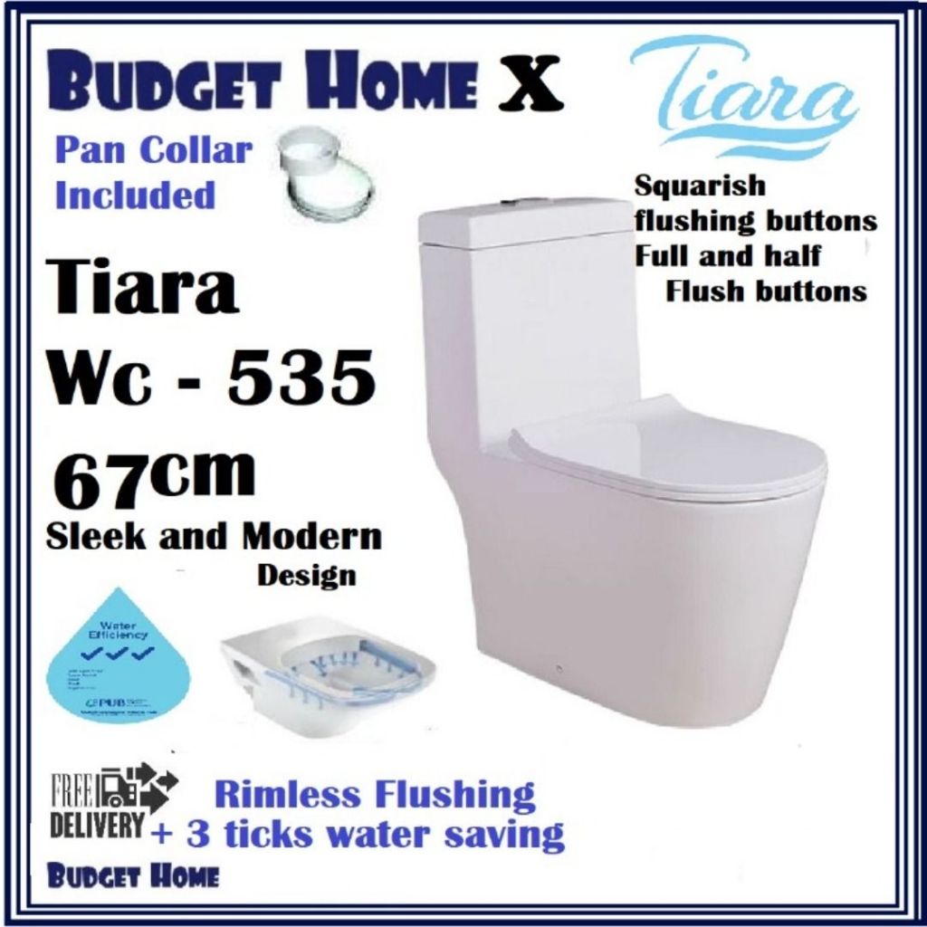 Tiara T535 Rimless rimfree toilet bowl toiletbowl wc | Shopee Singapore