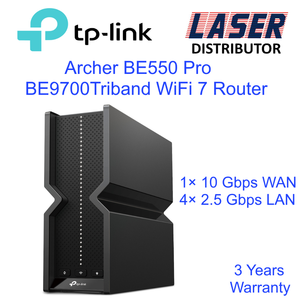TP-Link ARCHER BE550PRO BE9700 Triband WiFi 7 with 10Gbps Wan Router ...