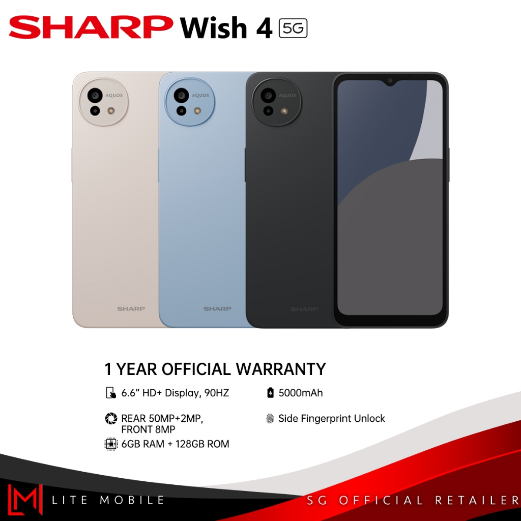 Sharp Wish 4 5G Smartphone ( Singapore Set) | 6GB RAM + 128GB ROM ...