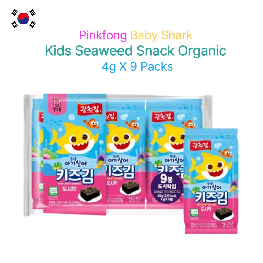 Pinkfong Baby Shark Kids Seaweed Snack Organic 4g X 9 Packs | Shopee ...