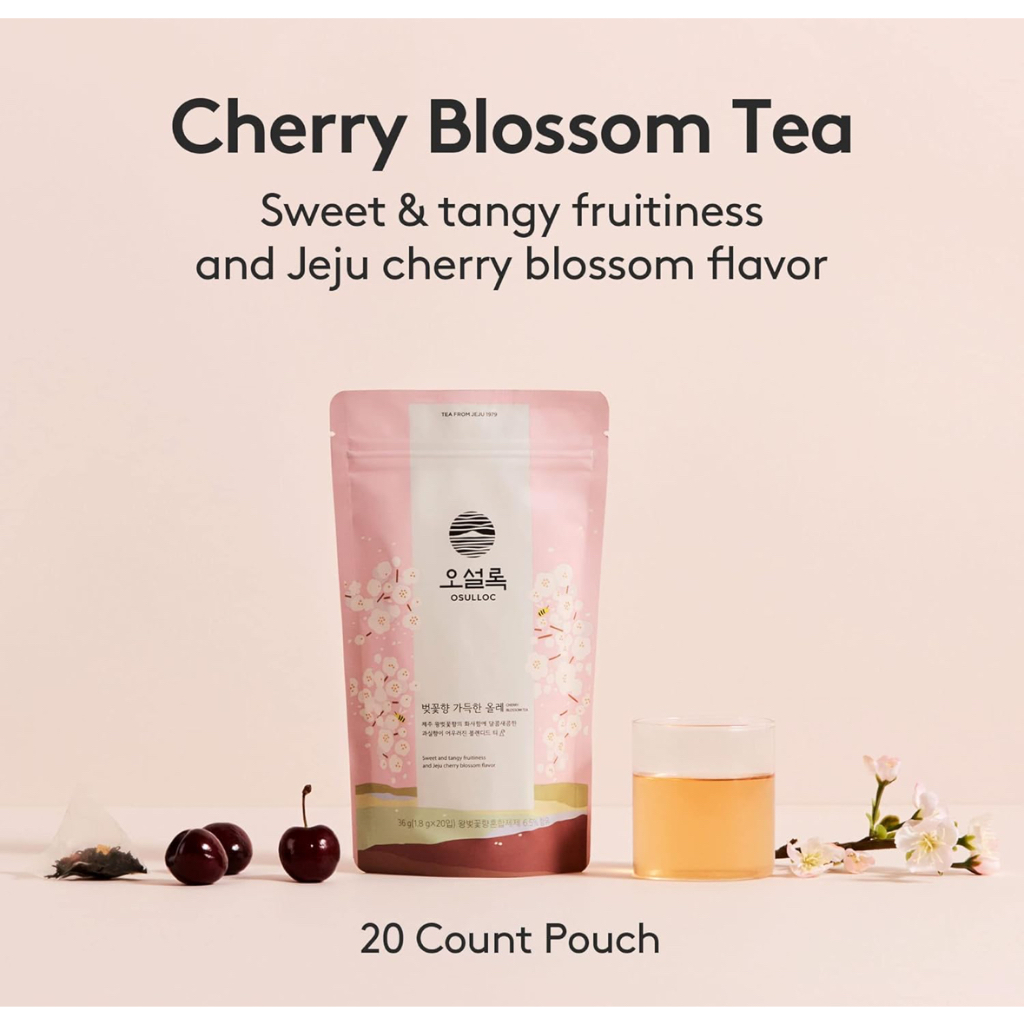 OSULLOC Cherry Blossom Tea (Floral, Sweet cherry scent) | Korean ...
