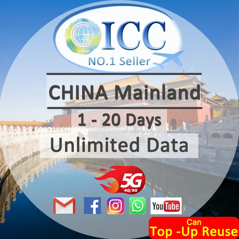 ICC_China Mainland 1-30 Days Unlimited Data SIM Card (Can top up ...