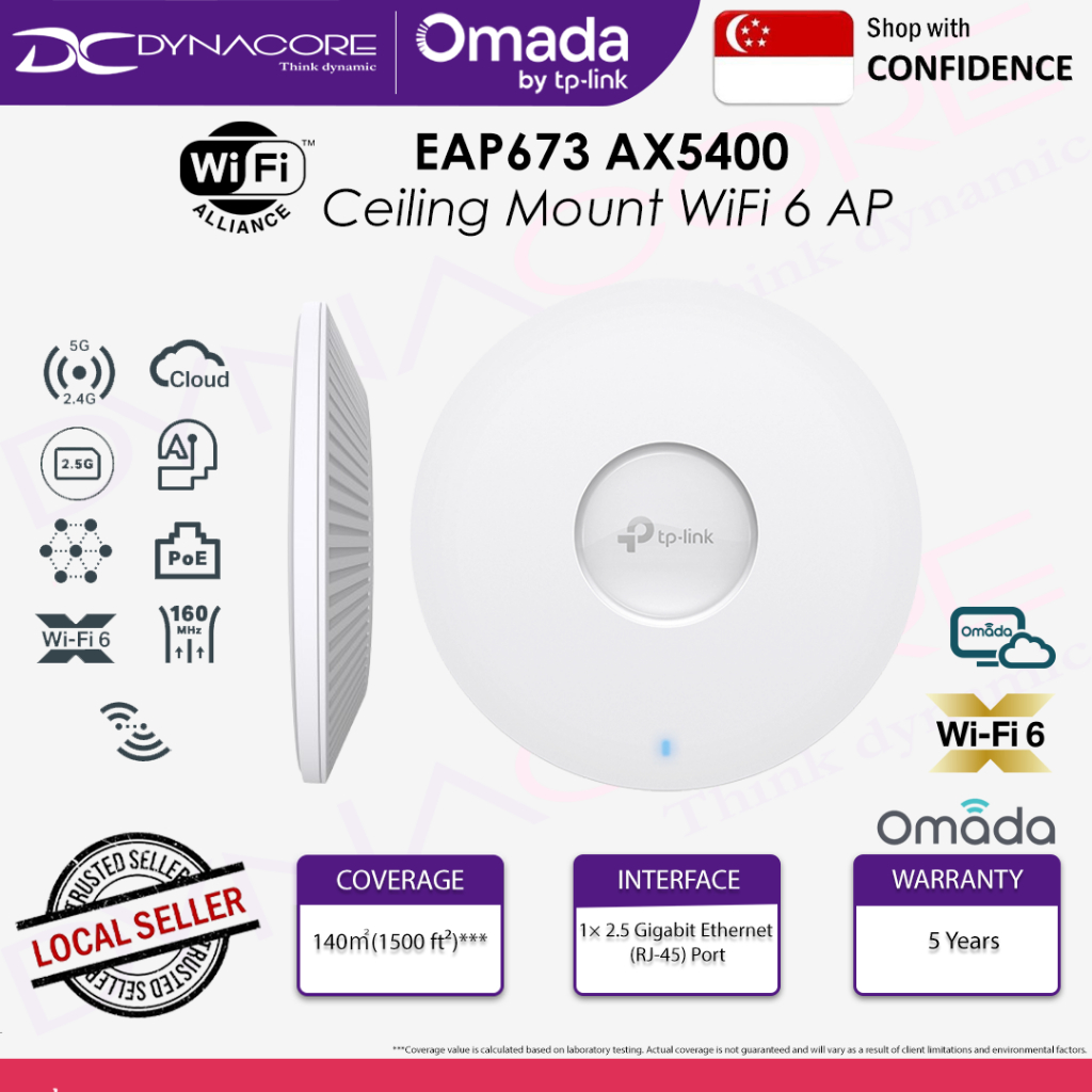 TP-LINK EAP673 AX5400 Ceiling Mount Dual-Band Wi-Fi 6 Access Point (5Y ...
