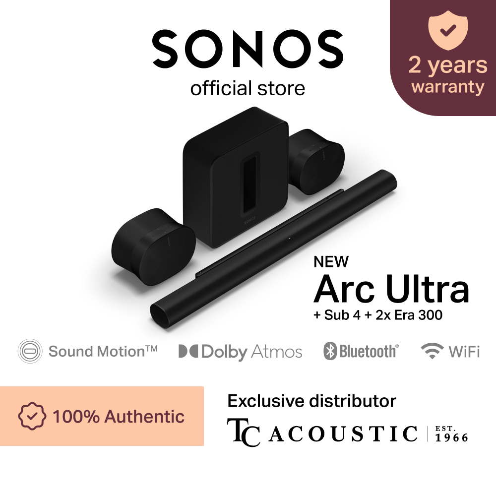 [NEW] 9.1.4 Sonos Set with Arc Ultra, Sub 4 & Era 300 Pair [Dolby Atmos Smart Home Theater ...