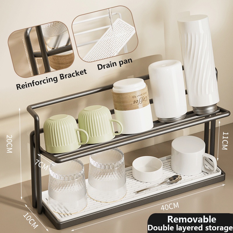 [SG Stock] Double-layer Cup Holder Rack Bottle Drying Rack Mug ...