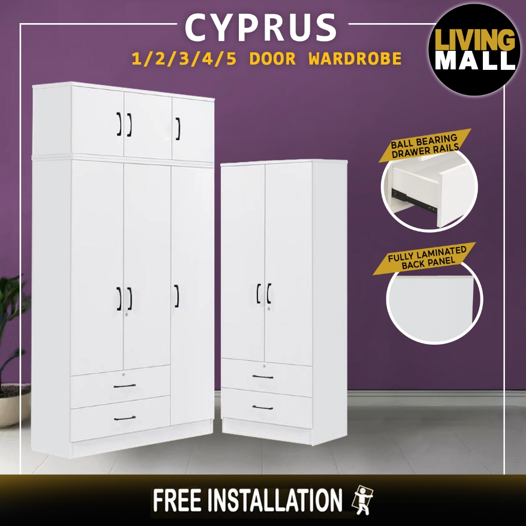 Livingmall Cyprus Series 1/2/3/4/5 Doors Tall Wardrobe with Drawers and ...