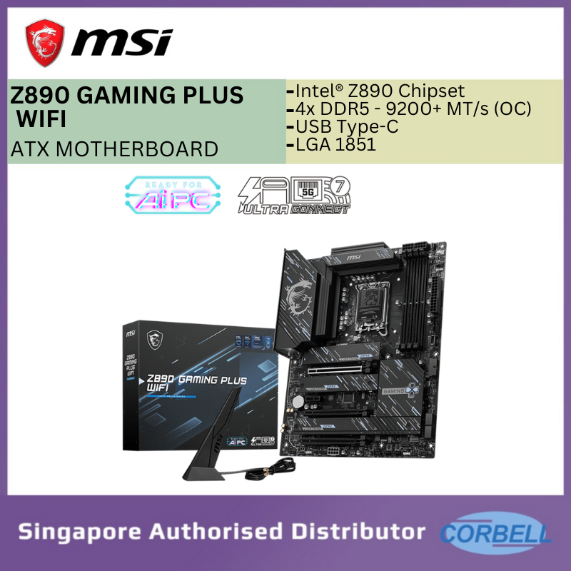 MSI Z890 GAMING PLUS WIFI ATX Motherboard Intel Z890 LGA 1851 |DDR5 ...