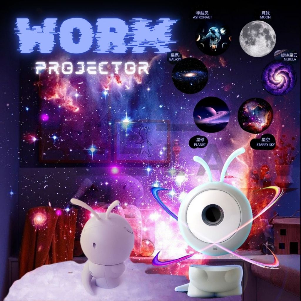 【LELA SG】Portable (Battery Built-in) Worm Galaxy Projector Light Starry ...