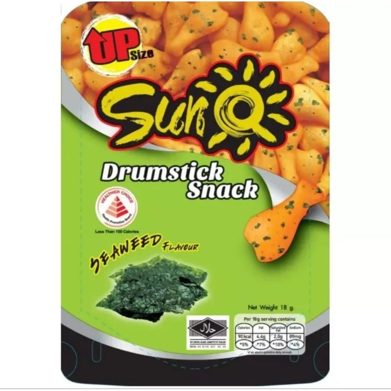 4 packs UP size Sun Q Stix Seaweed SUN Q Seaweed Drumstick Snack 18g ...