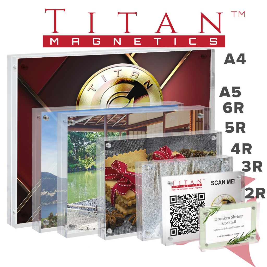 Acrylic Clear Magnetic Photo Frame Free Standing 2R, 3R, 4R, 5R, 6R, A5 ...