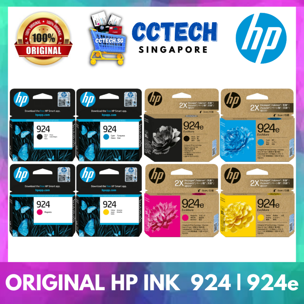 ORIGINAL HP 924 | HP 924e EvoMore Ink Cartridge Black Cyan Magenta ...