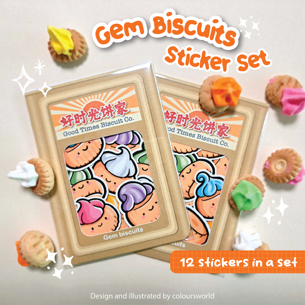 SG • Cute Stickers • 12 Die-cut Stickers pack • Gem Biscuits • Good ...