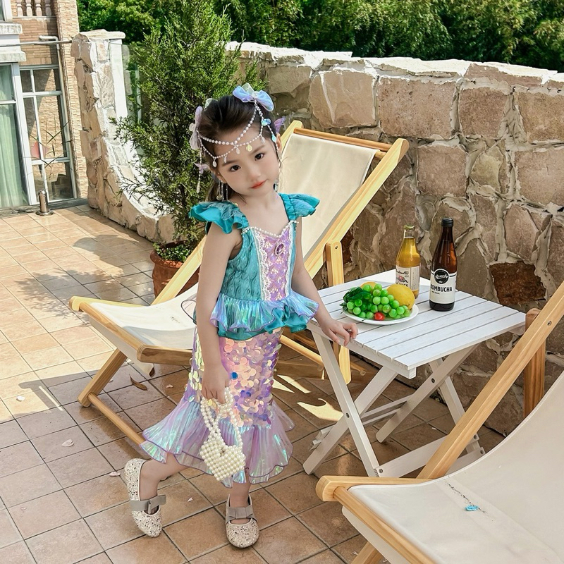 Barbie Mermaid Scale Dress Disney Princess Costume Cosplay Birthday ...