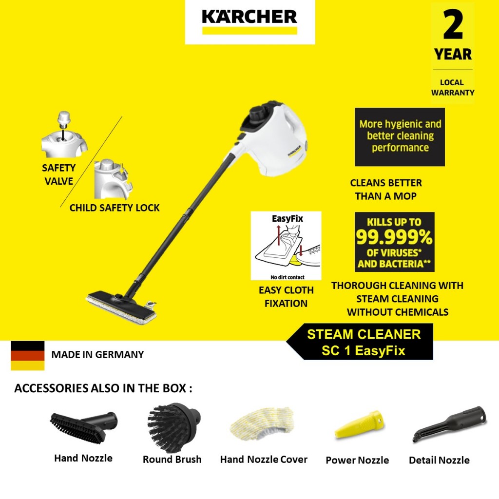 PRE ORDER ( MADE IN GERMANY ) KARCHER SC 1 Steam Cleaner EasyFix White ...