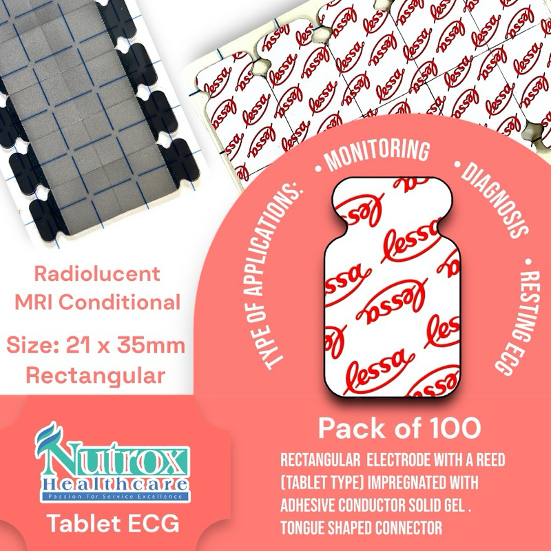 ECG Tablet Rectangular Electrodes, 21 x 35 mm, Radiolucent, MRI ...