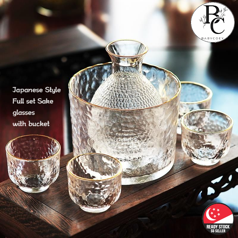 Japanese Style Full set Sake glasses with bucket for gift | Shopee ...