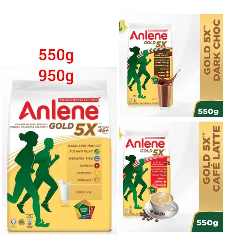 (Exp Sep2026) Anlene Gold 5X - Plain 950g / Cafe Latte 550g / Dark Chocolate 550g | Shopee Singapore