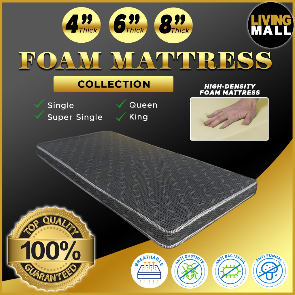 LivingMall 4"/6"/8" Comfort Foam Mattress High Density Foam Premium ...