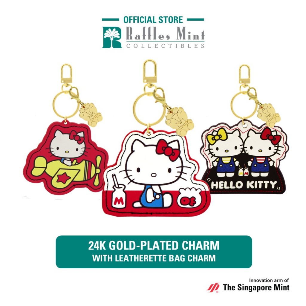 Sanrio Hello Kitty Throwback Series Leatherette Bag Charm with 24K Gold ...
