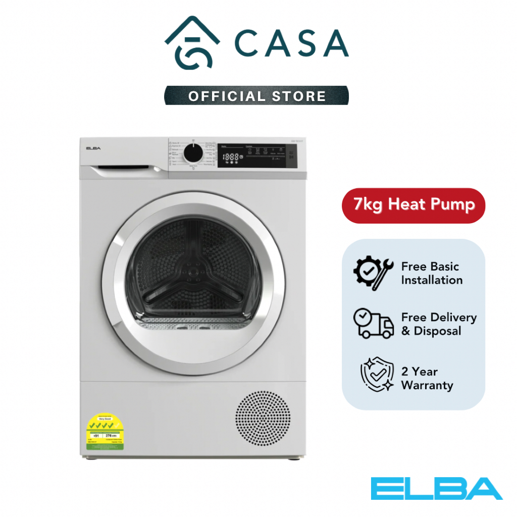 ELBA 7kg Heat Pump Dryer | EBD 781H VT | Shopee Singapore