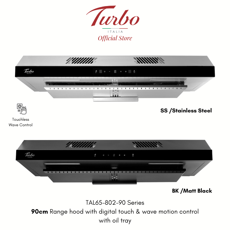 Turbo Italia - TAL65-802-90 Series 90cm Range Hood with digital touch ...