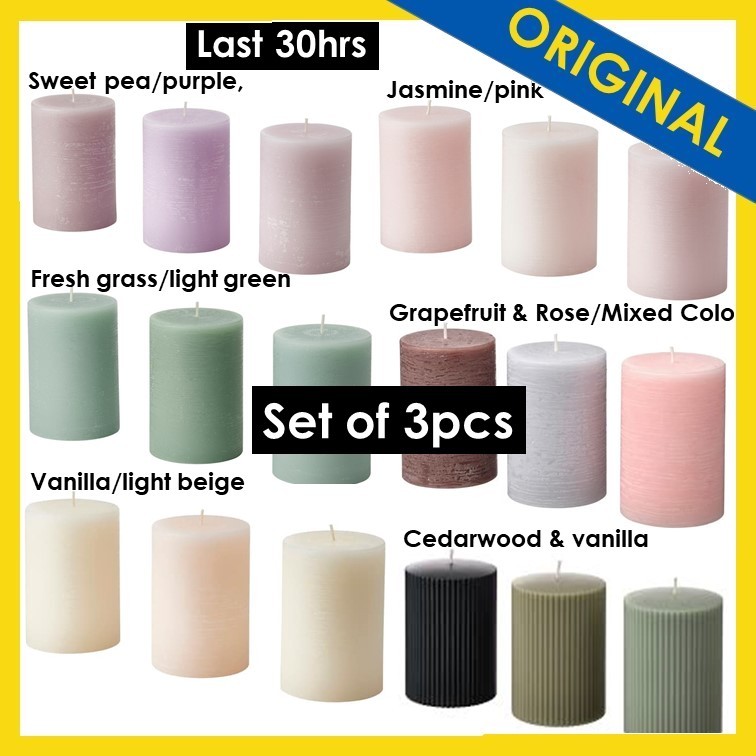 3pcs Scented Block Candle Set | 300g, 30-Hour Burn | Plant-Based Wax ...