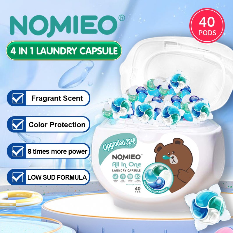 【Upgraded& Save】 NOMIEO 40 pods 4 in 1 Laundry Capsule colour ...